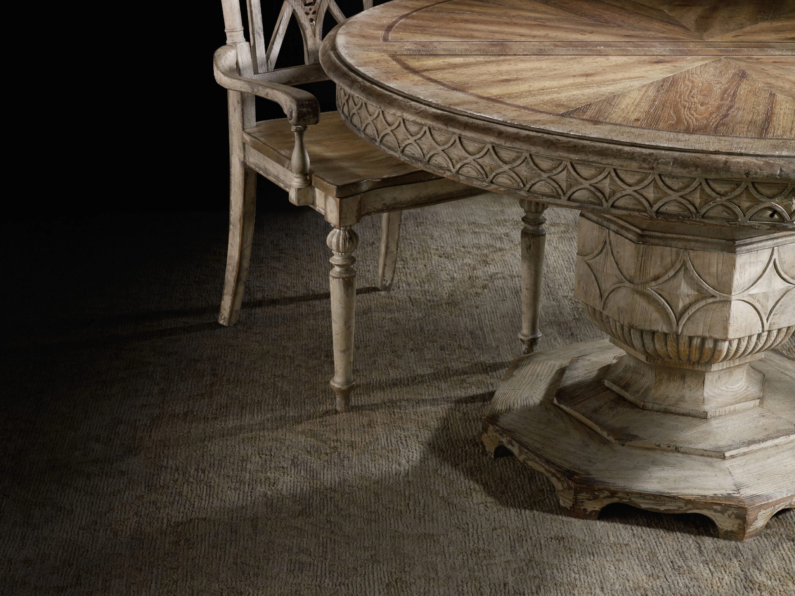 Chatelet Round Dining Table with One 20'' Leaf – Stacy Furniture & Design